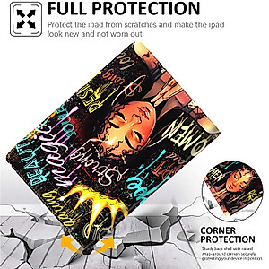 Case for iPad Pro 11 Inch 4th/3rd/2nd/1st Generation 2022/2021/2020/2018, Multi-Angle Smart Stand Cover Auto Sleep/Wake Fit iPad Air 4/5，African American Women Graffiti Afro Black Girl with Crown