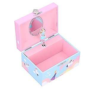 Wene Musical Jewelry Box, Unique Music Storage Box Exquisite Multifunction for Organizing Small Daily Items for Kids Girl for Birthday Children(D music box)