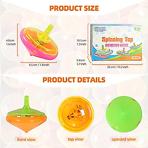 PROLOSO 100 Pcs Light Up Spinning Tops LED Flashing Spinners with Gyroscope