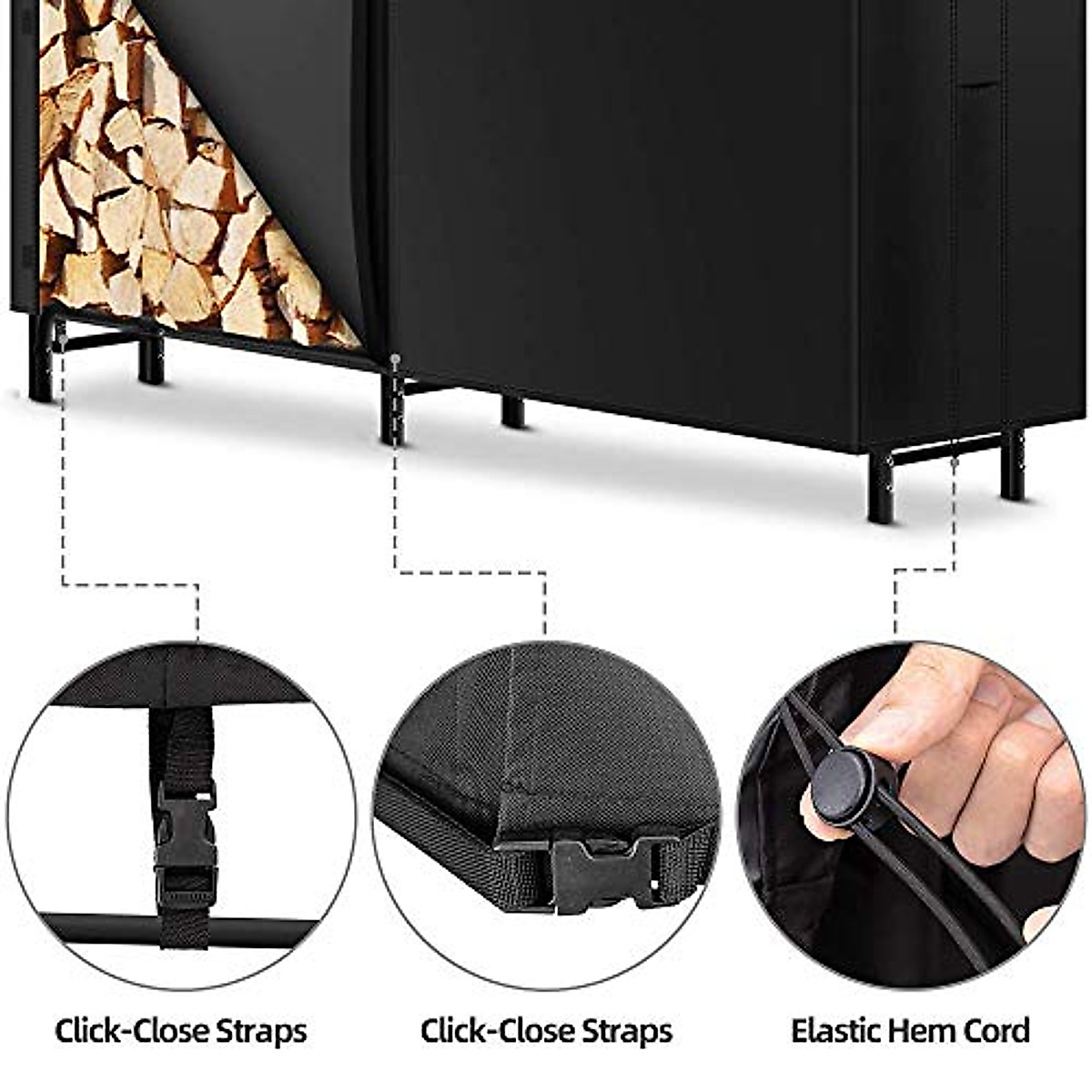 Amagabeli 8ft Firewood Log Rack Cover Bundle 2Pack Firewood Rack Outdoor