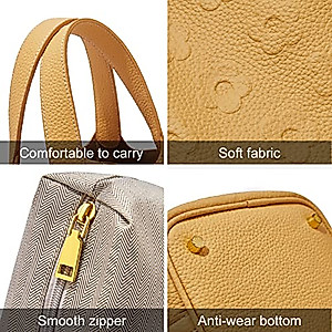 FOXLOVER Genuine Leather Mini Handbags for Women Tote Purses Women's Top Handle Bucket Bags(Yellow)