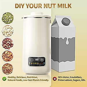 Nut Milk Maker Machine - 20 oz Multi Automatic Almond Milk Machine with 10 Blades, Homemade Almond, Oat, Soy, Etc Grain, Soy Milk Maker Machine with Delay Start/Keep Warm/Self-Cleaning/Free Filtering