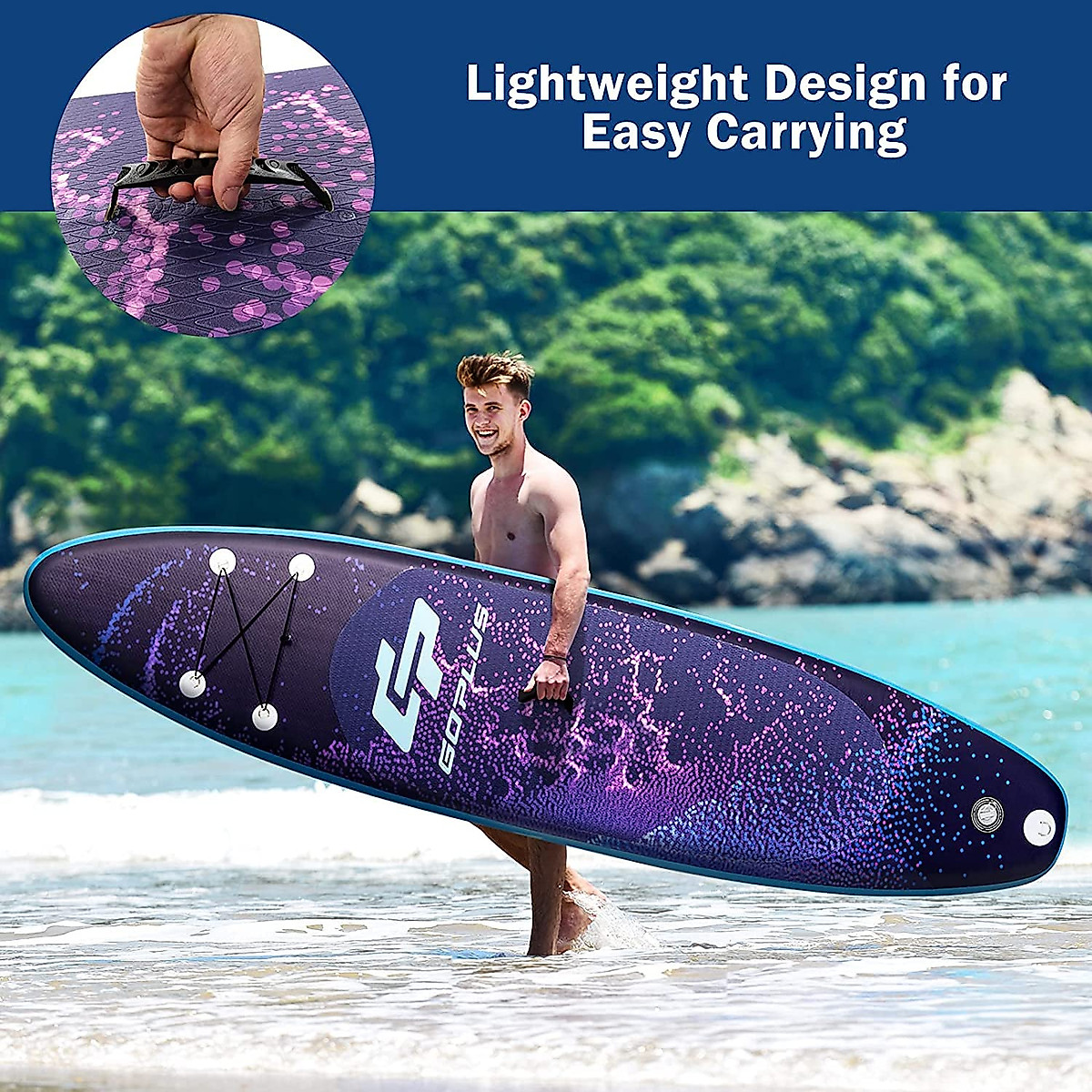 AUGESTER 10‘/10.5‘/11’ Inflatable Lightweight Stand up Paddle Board, Premium Yoga Board W/Durable SUP Accessories, with Fins, Carrying Bag, Non-Slip Deck, Adjustable Paddle & Hand Pump, Wide Stance