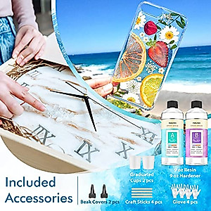 Epoxy Resin Kit, Huhuhero 18oz Crystal Clear Resin Epoxy Craft Casting Resin Art Resina Epoxica Transparente for Coating, Molds, Wood, Tumbler, Jewelry, River Table, Bar Top. Arts and Crafts Supplies