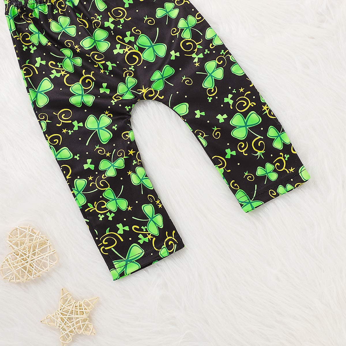 St. Patrick's Day Toddler Girl Outfit Long Sleeves Top+Clovers Pants+Scarf Toddler Girl St Patrick's Day Clothes (Dark Green, 5-6T)