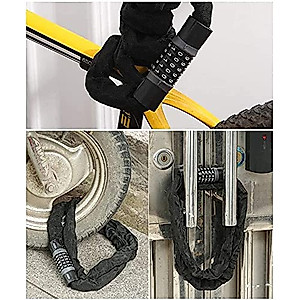 Bicycle Lock, Mountain Bike 5-Digit Combination Lock, Anti-Theft Lock, Chain Lock, Suitable for Electric Motorcycles, Gates(Size:120cm)