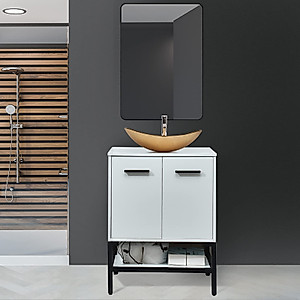 YOURLITE Bathroom Sink,Boat Shape Bathroom Glass Vessel Sink with Faucet and Pop-Up Drain Bowl Vessel Sinks for Bathrooms, Gold