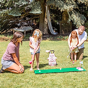 Hapinest Girl Toddler Golf Set, Mini Golf Set for Kids Girls Golf Clubs 8 Balls, 4 Clubs Putting Green Holes Bag Tees & Flags, Outdoor/Indoor Kids Golf Set Toy, Kids Golf Clubs 3-5 Years Old