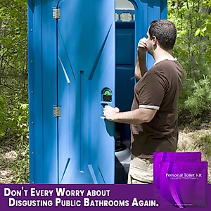 pH Advantage 3 x Personal Toilet Kit | Public Restroom Kit | Toilet Paper, Toilet Seat Cover, Butt Wipes, Cleansing Wipes (Purple)