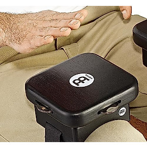 Meinl Percussion Knee Tap with Tambourine Jingles for Cajon Players, Includes Adjustable Strap — NOT Made in China — Play with Your Hands, Hollow Hardwood Body, 2-Year Warranty, Black (KP-JT-BK)