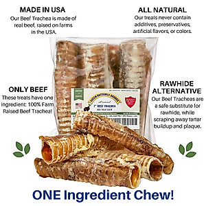 Green Butterfly Brands Dog Chews – Beef Trachea Dog Treat Chew Made in USA. Grass Fed Farm-Raised American Beef. Glucosamine Rich for Healthy Joints. All Natural Dental Chew (7" 16 OZ)