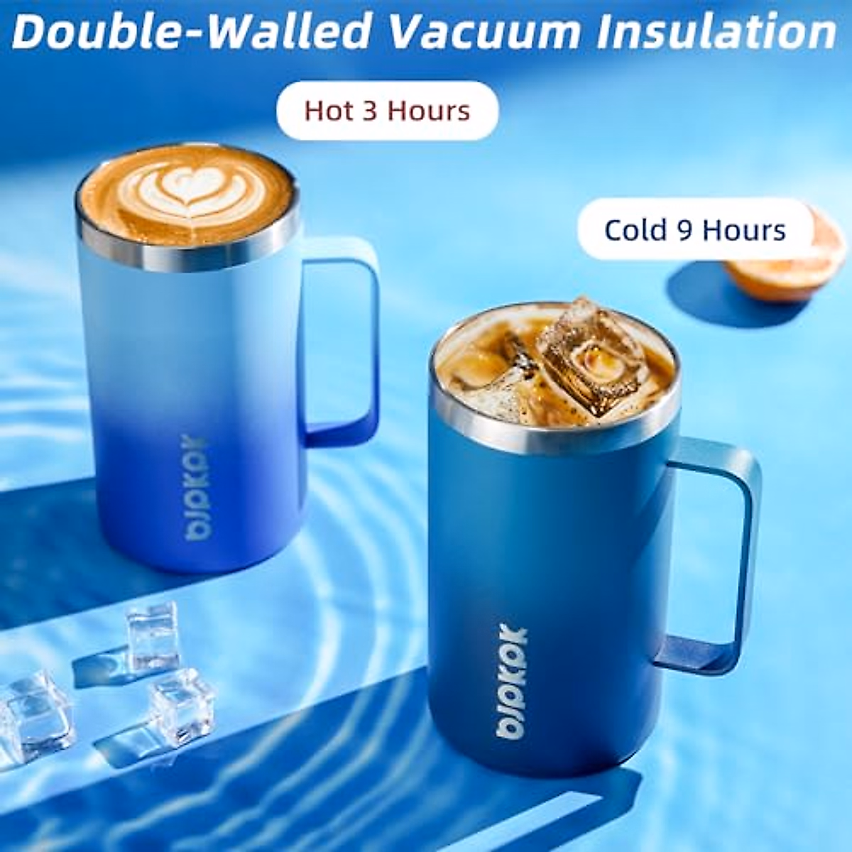 BJPKPK Insulated Coffee Mug with 2 Lids, 25oz Stainless Steel Insulated Tumbler with Handle, Double Wall Vacuum Coffee Cup, BPA Free Leak Proof Thermos for Travel & Home, Forest Green