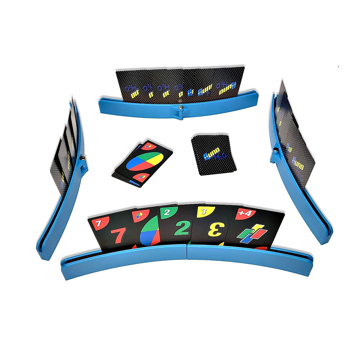 BRADYS HOUSE Card Holder for Playing Cards Foldable 4 Pieces | Plastic Playing Card Holders for Kids Adults & Seniors | 13 Inches Curved Game Card Organizer Holder Racks