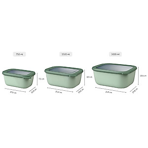 Mepal Cirqula 3000ml / 101oz Circular Rectangular Multi Food Storage & Serving Container with Transparent Lids | Perfect for Food Prep | Microwave & Dishwasher Safe | Nordic Black | Made in Holland