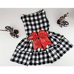 White Buffalo Plaid Christmas Dog Dress, Holiday Dog Dress, Christmas Dog Clothes, Fits Dogs XS to 5XL (XL 18-24lbs)