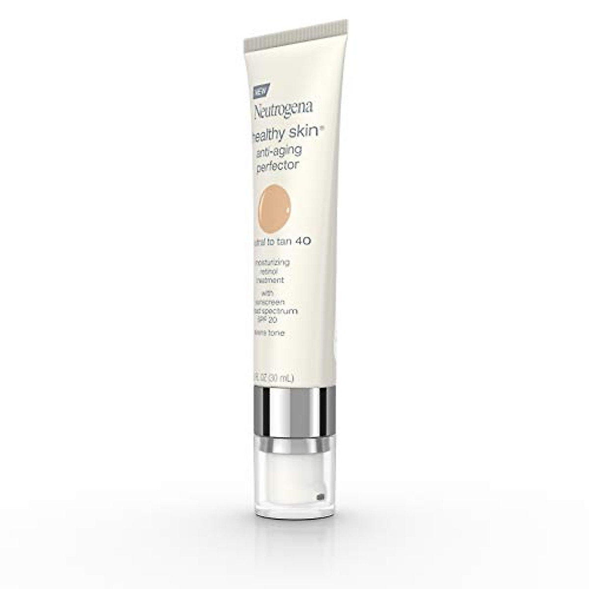 Neutrogena Healthy Skin Anti-Aging Perfector Tinted Facial Moisturizer and Retinol Treatment with Broad Spectrum SPF 20 Sunscreen with Titanium Dioxide, 40 Neutral to Tan, 1 fl. oz