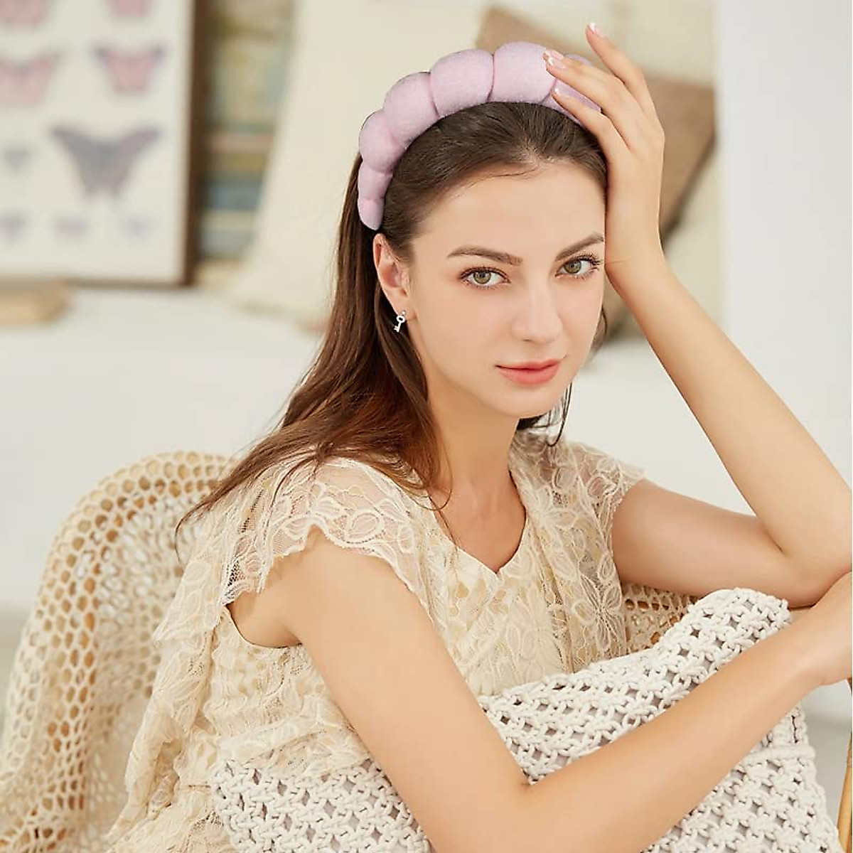 CHAOBANG 1Spa Headband and 2 Wristbands for Washing Face，decoration，Spa，Face Washing,Makeup Removal, Shower, Skincare,Hair Accessories，Terry Towel Cloth Fabric,Non slip