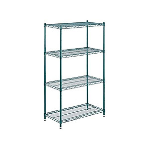 4-Shelf Wire Shelving Unit, Green Finish, 18"W x 36"L x 63"H