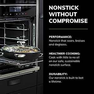 SCANPAN Pro IQ 4.25 qt Chef Pan with Lid - Easy-to-Use Nonstick Cookware - Dishwasher, Metal Utensil & Oven Safe - Made by Hand in Denmark