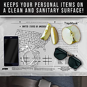 TrayMask Disposable Tray Table Cover | Must Have Airplane Travel Essentials | Perfect for Toddlers, Kids and Adults Travel Accessories | Provides a Fresh/Clean Layer of Protection | 10 Pack