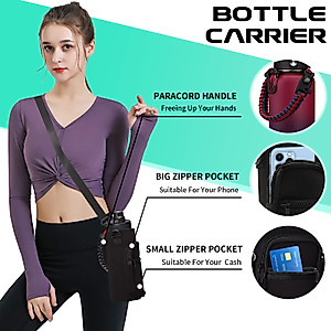 32OZ Insulated Water Bottle with Straw - Spout Lid, Sweat-Proof & BPA-Free Metal Reusable Water Bottles, Wide-Mouth Vacuum Insulated Bottle with Paracord Handle, Bottle Sleeve Bag & Protective Boot