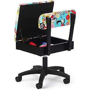 Arrow Sewing H6880 Adjustable Height Hydraulic Sewing and Craft Chair with Under Seat Storage and Printed Fabric, SEW Now SEW Wow Print