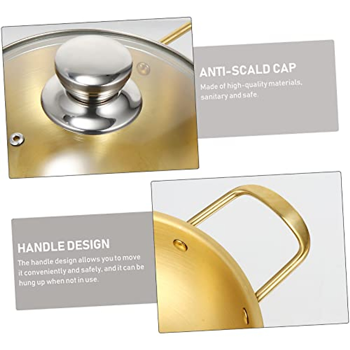 Yardwe 1 Set Stainless Steel Noodle Pot Stove Griddle Stainless Steel Skillet Japanese Ramen Metal Steaming Pot Korean Noodle Pan Noodles Cooker Ramen Pot Household Saucepan Kitchen Pan