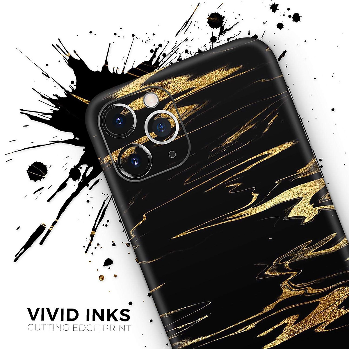 Design Skinz Black & Gold Marble Swirl V2 - DesignSkinz Protective Vinyl Decal Wrap Skin Cover Compatible with The Apple iPhone 8 (Full-Body, Screen Trim & Back Glass Skin)