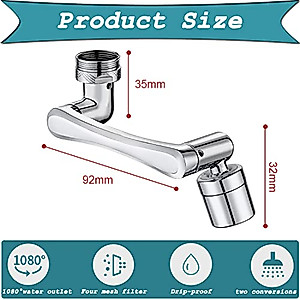 umogy Faucet Extender, Large Angle Rotating Splash Faucet Aerator, Universal 1080 Swivel Robotic Arm Swivel Extension Faucet Aerator, Faucet Extender for Sink with 2 Water Outlet Modes (2pcs)