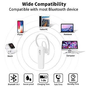 Tihebeyan 1 PC Portable Business Earhook Headphones Noise Cancelling True Wireless Bluetooth Headset(White)