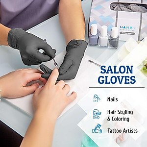 Hand-E Touch Disposable Grey Nitrile Gloves Large - 400 Count - Powder Free, Latex Free Medical Exam Gloves With Textured Grip Fingertips - Cleaning, Salon, Painting, Kitchen