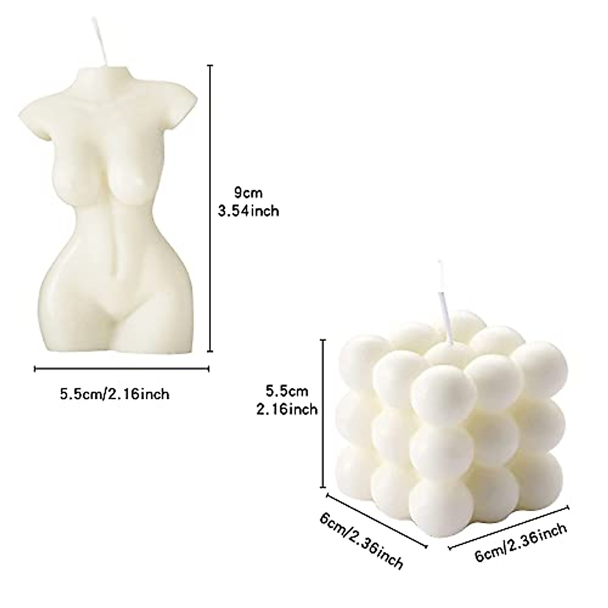 Bubble Cube + Human Female Body Candle 3D Women Body Candle Body Shape Beautiful Art Candle Decoration for Wedding Decorative Candle for Bedroom Bathroom Decorations