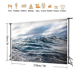 Winter Sailing Cold Blue sea at Sunset Clouds Norway Photography Backdrop Photographer Portrait Banner Photo Studio Photobooth Prop Photography Background Decoration Supplies 7×5ft