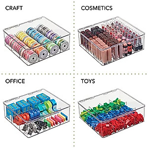 mDesign Plastic Stackable Tea Bag Organizer Storage Bin with Lid for Kitchen Cabinets, Countertops, Pantry - Container Holds Beverage Bags, Cups, Pods, Packets, Condiment Accessories - Clear