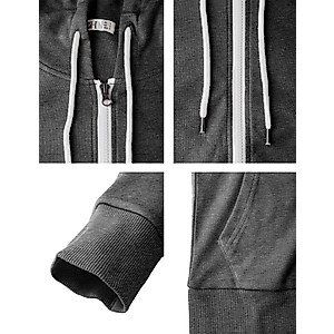 H2H Women's Slim Fit Basic Zip Up Hoodie Sweatshirt Lightweight Long Sleeve with Pocket CHARCOAL US M (CWOHOL030)