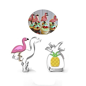 XYBAGS Tropical Cookie Cutter Set - 3 Piece - Pineapple, Flamingo, Palm Tree, Cookie Cutters Molds for Summer or Beach Theme Parties Supplies