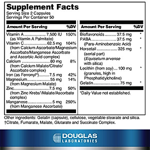 Douglas Laboratories Hair, Skin & Nail Plus | Vitamins, Minerals, and Nutrients Formulated to Support Healthy Hair, Skin, and Nails | 100 Capsules