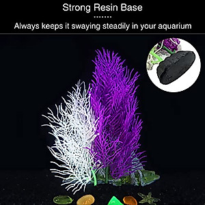 LPFLASAT Fish Tank Decorations Aquarium Decorations Fish Tank Aquarium Decor Fish Tank Decor Aquarium Accessories Turtle Tank Fish Tank Glow Plants Aquarium Ornament 1 Pieces (Big-Purple)