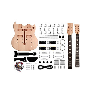 Fistrock DIY Electric Guitar Kit Double Neck Guitar Kits Beginner Kits 12 String Right Handed with Mahogany Body Mahogany Neck Rosewood Fingerboard Chrome Hardware Build Your Own Guitar.