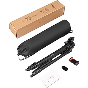 Camera Tripod with Travel Bag, Cell Phone Tripod with Wireless Remote and Phone Holder, Compatible with All Cameras, Cell Phones, Tiktok,Projector, Webcam, Spotting Scopes