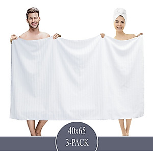 Classic Turkish Towels CTT Bath Sheets - Made with 100% Turkish Cotton, Absorbent & Ultra Comfy Sheets for Hotels & Spa, Set of 3 | 40"x65" (White)