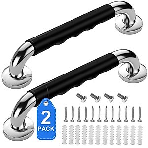 2 Pack 16 Inch Grab Bars for Bathtubs and Showers, Anti Slip Handicap Grab Bars for Shower, Safety Bath & Toilet Rail for Elderly Senior, Shower Handle Disability Assist Bathroom Handrail