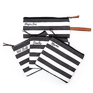 Diaper Bag Organizer Insert-Set of 4 Labeled Diaper Bag Organizing Pouches -Waterproof Packing Cubes for Diaper Bag- Diaper Bag Packing Cubes with Wet Bag Included-Diaper Bag Inserts Organizer