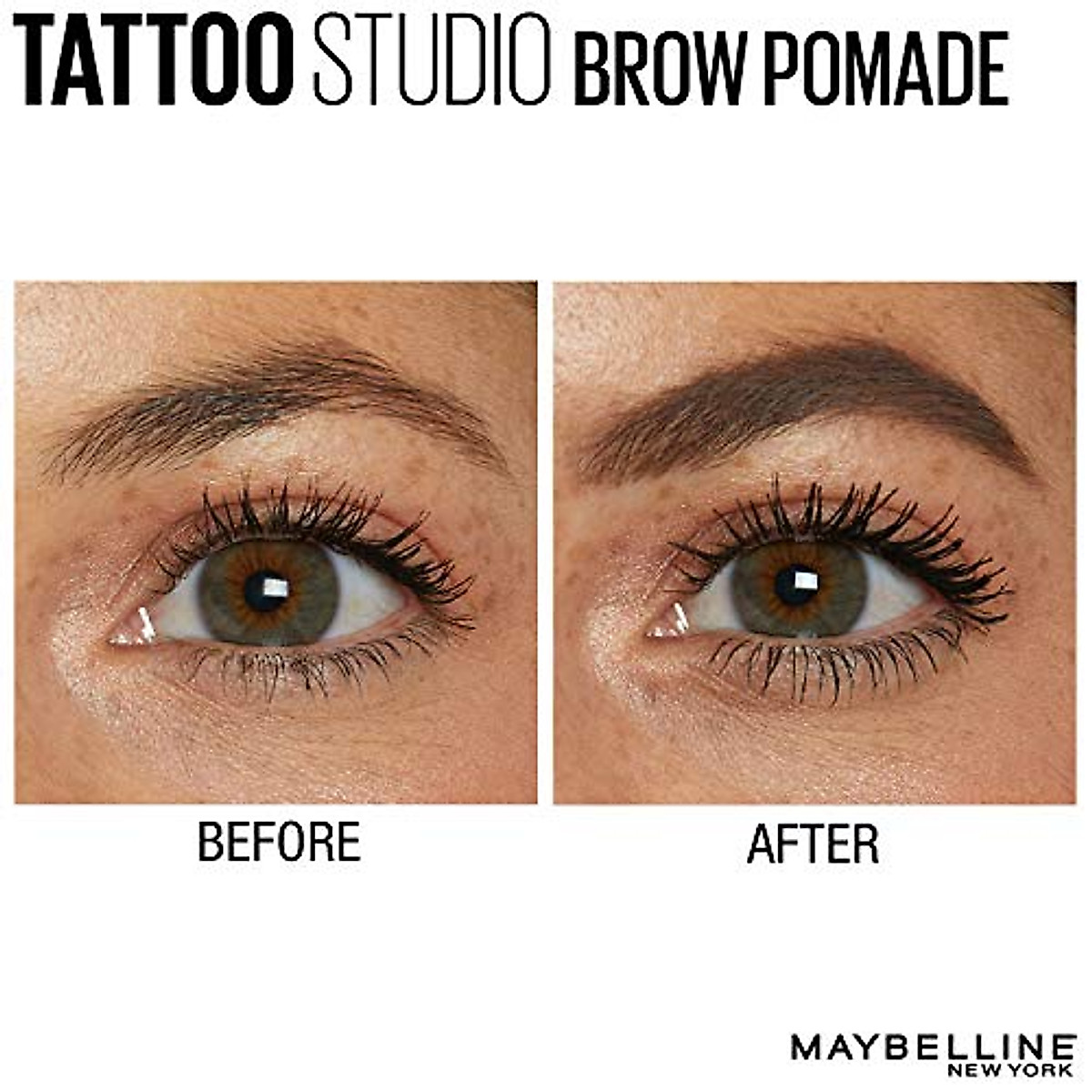 Maybelline TattooStudio Brow Pomade Long Lasting, Buildable, Eyebrow Makeup, Ash Brown, 1 Count
