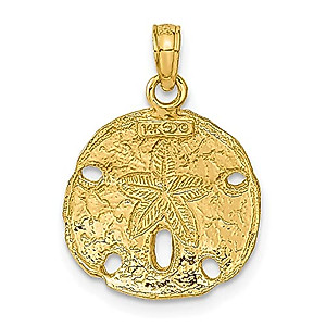 IceCarats 14K Yellow Gold Sand Dollar Sea Star Starfish Necklace Charm Pendant 24mm x 15.4mm Only