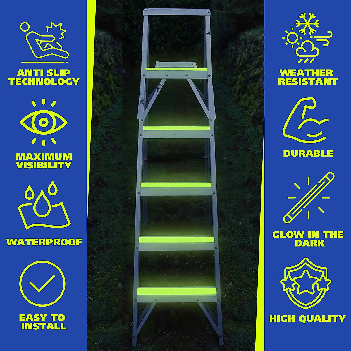 Anti Slip Tape | Glow in The Dark | Non-Slip Safety Friction Tape | Waterproof Outdoor | Home, Commercial & Industrial Use, Stair Tread, Ladders | Clear Grip Tape | 2 in x 30 Ft