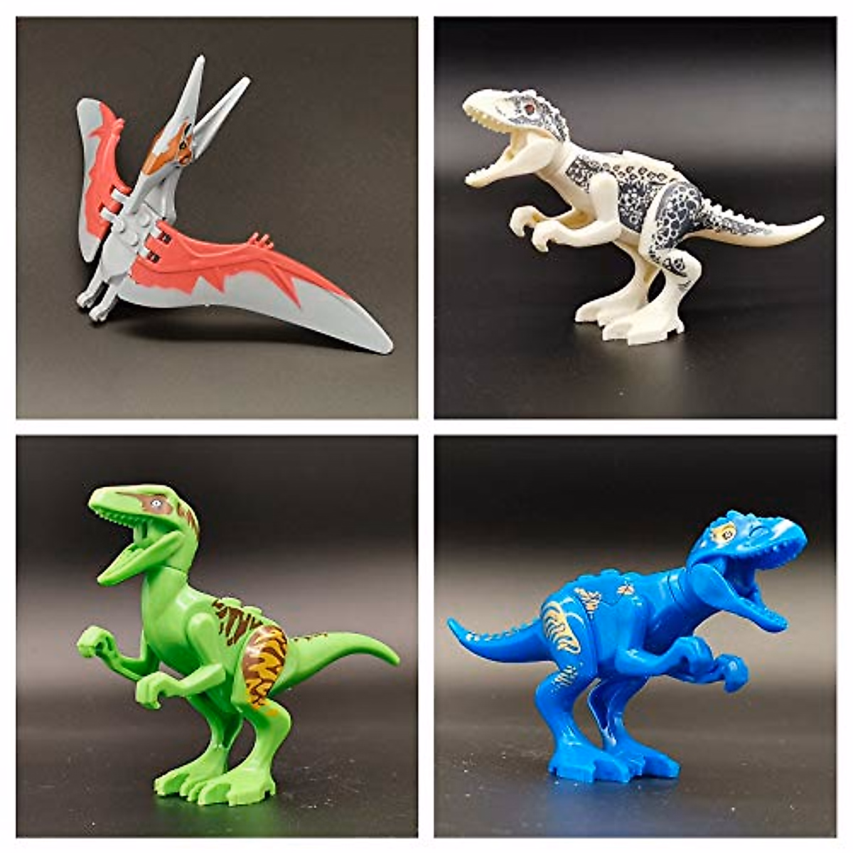Toysvill Compatible Dinosaurs Mini Figures for Jurassic World Building Blocks Toys (Set of 20 Pieces) with Moving Parts. T Rex, Dragon Sword, Pterodactyl, Tyrannical Dragon, Stygimoloch et al.