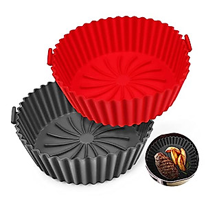 KICHOUSE 2pcs Fryer Pad Nonstick Bakeware Toaster Air Fryer Resin Tray Oven Pot Oven Baking Pan Reusable Air Fryers Pot Pot for Air Fryer Air Fryer Baking Pot Air Fryer Baking Pads Steamer