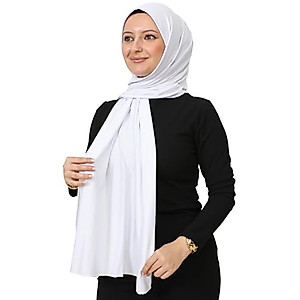Prien Hijab for Women Viscose Scarf Lightweight Muslim Hijabs Long Shawl Islamic Scarves Turkey Silk Headscarf for Womens (White)