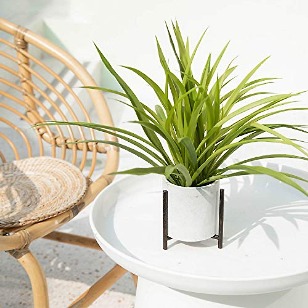 Velener 15" Potted Spider Plant in Artificial Plant Stand- Fake Plants for Indoors Outdoor Patio Decor Modern House Accessories for Home Office, Zen Garden Green Bathroom Kitchen Table Living Room